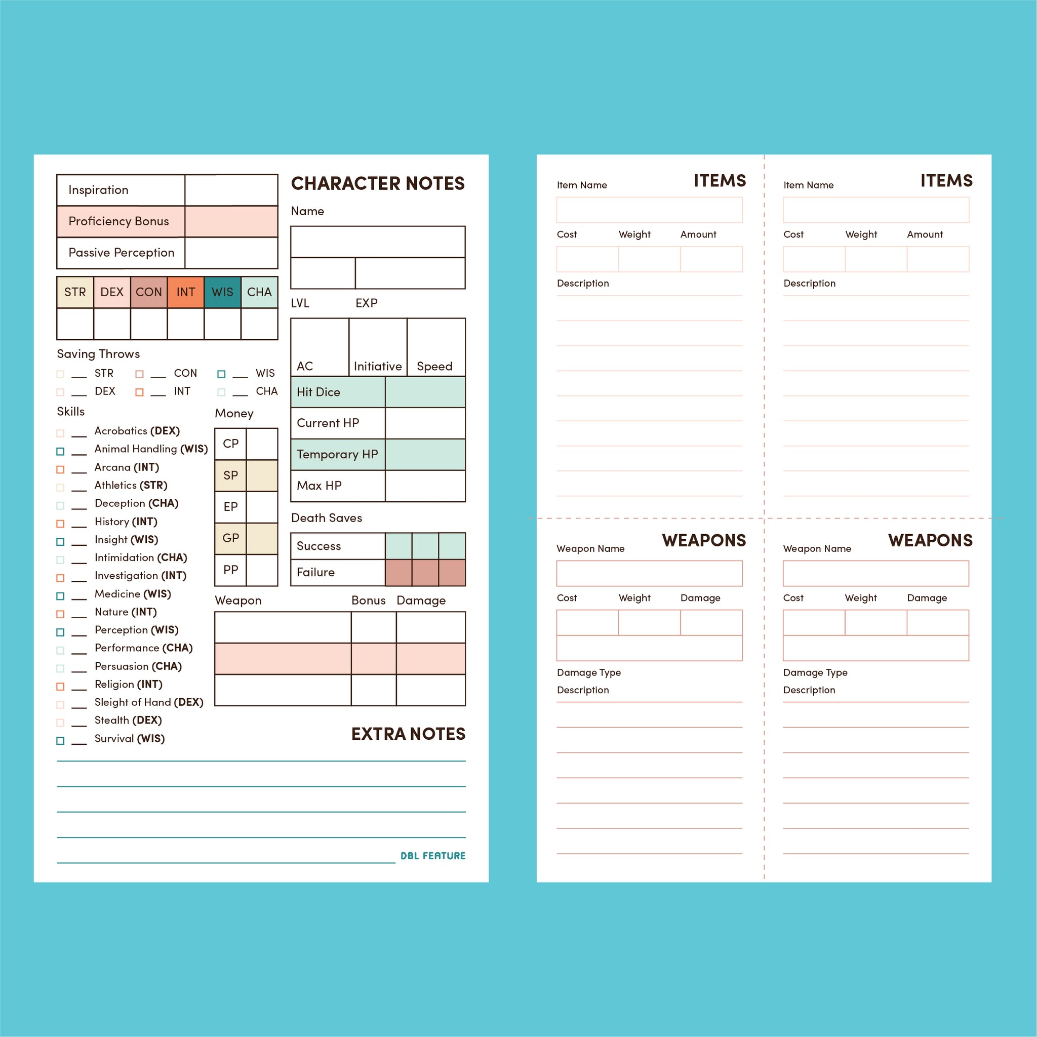 Player and Dungeon Master Notepads by Dbl Feature