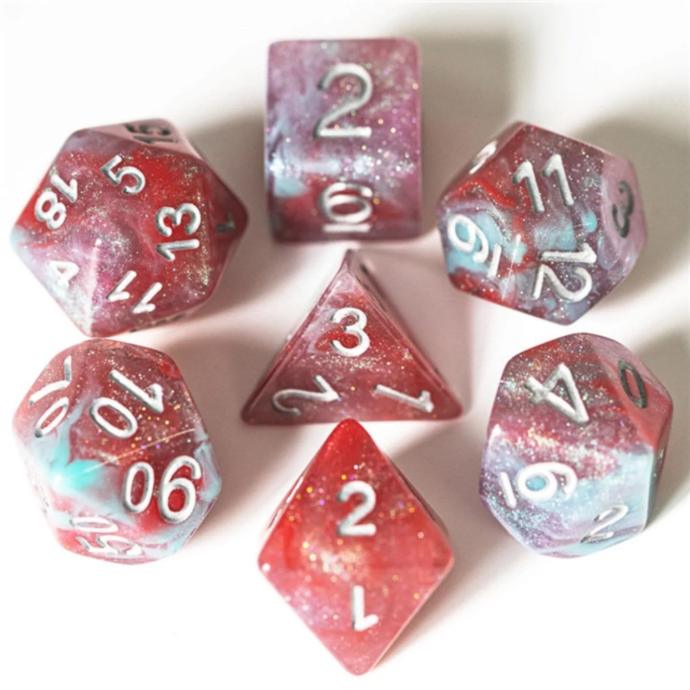 Geranium RPG Dice Set by Foam Brain Games